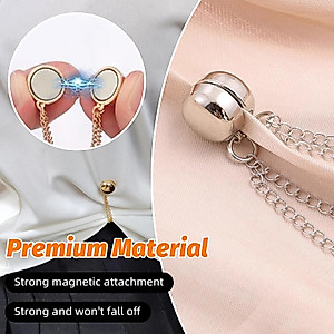 SpaLoo Multi-Function Magnetic Clothing Clips, 12 Packs Hijab Magnets, Magnetic Buttons for Clothing with Chain, High Powerful Clothing Magnets (Pearl,Gold, Silver, Black)