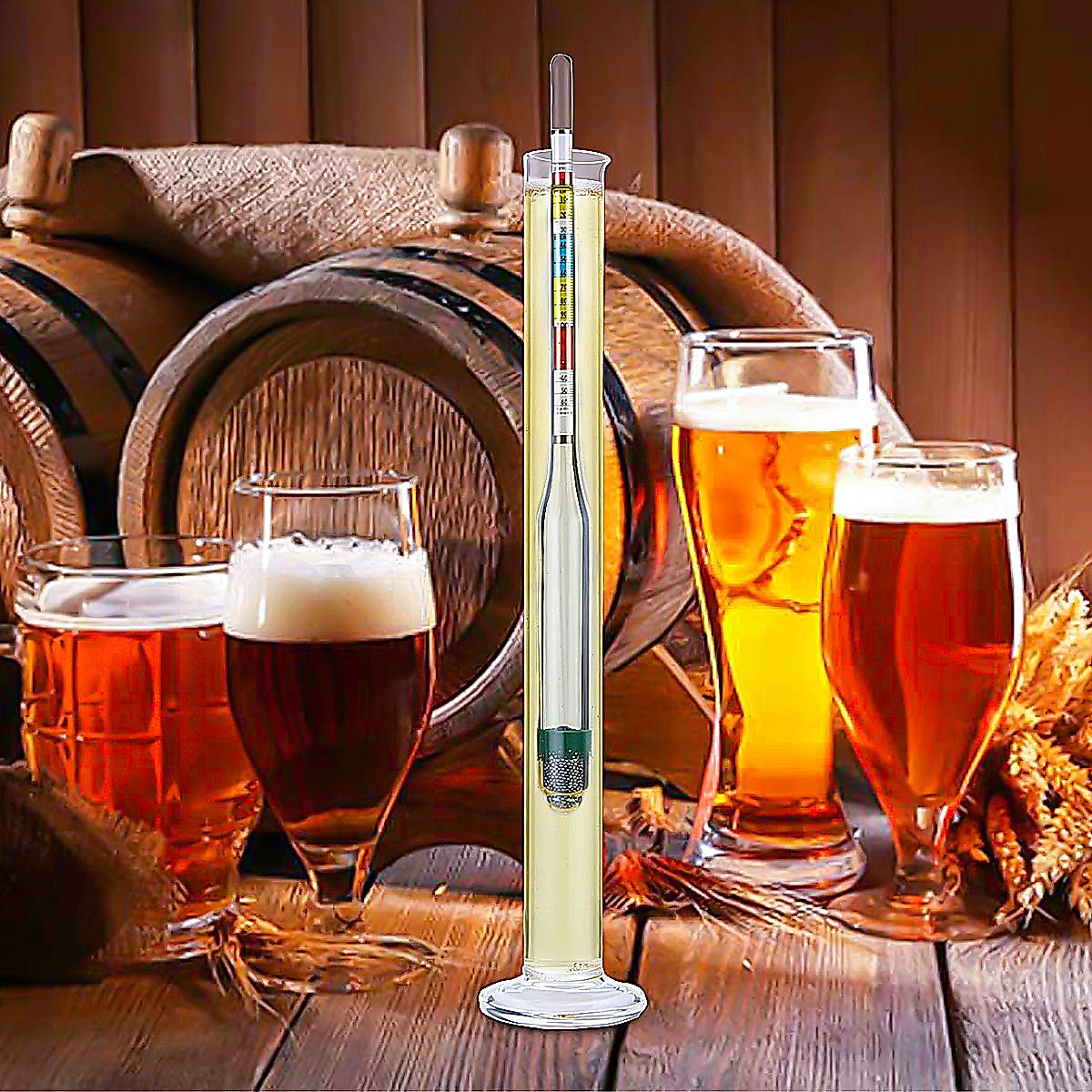 Circrane Triple Scale Hydrometer, Alcohol Hydrometer for Brew Beer, Wine, Mead and Kombucha, ABV, Brix and Gravity Test Kit, Home Brewing Supplies