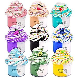 9 PCS Butter Slime Kits Strechy Non-Sticky and Glossy Slime,Scented Slime Mud,Butter Slime Stress Relief Toy for Girls and Boys Birthday Gifts