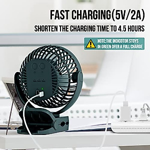 Rechargeable Fan - 65H 12000mAh Camping Fan Rechargeable, Tent Fan Use As Power Bank, Rechargable Fan with Hanging Hook, 360°Head Rotation Camping Fans for Tents, Camp Fan for Camping, Green