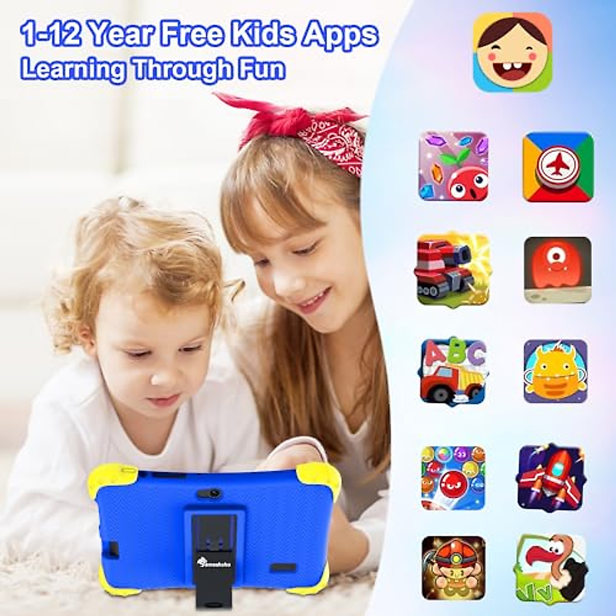 Semeakoko Tablet for Kids, Kids Tablet 7 inch Android 11 Toddler Tablet Quad Core 32GB Google Play, Kids APP Preinstalled Game Learning Education Tablet WiFi Camera Tablet with Case (Blue)