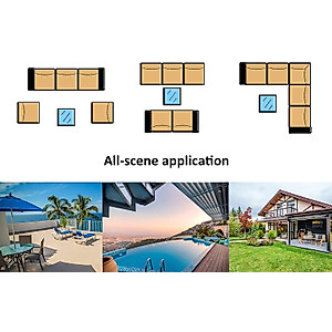 Halmuz 6 Piece Patio Furniture Sets Outdoor Conversation Sofa Set, All-Weather High Back PE Rattan Wicker Sectional Furniture Patio Sofa w/Tempered Glass Top Table&Thickened Cushions(Cream)