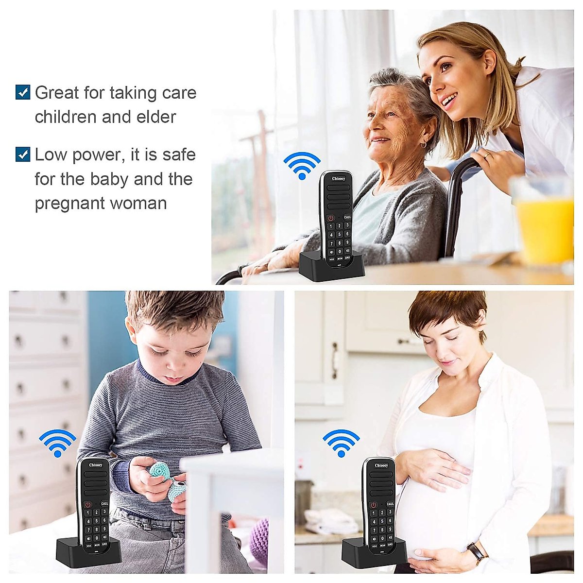 Chtoocy Rechargeable Intercoms Wireless for Home 1 Mile Range 10 Channel, Handheld Wireless Intercom System for Home Business Office, Home Room to Room Communication System (2 Packs, Black)