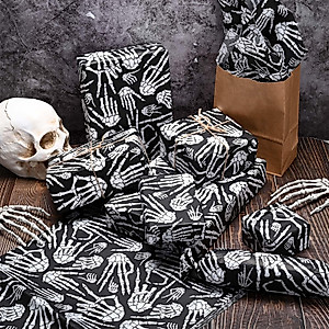 100 Sheets 20 * 14 Inches Halloween Tissue Paper for Gift Wrapping Black White Skeleton Hands Tissue Paper for Gift Bags Spooky Decorative Tissue for Halloween Party DIY Craft