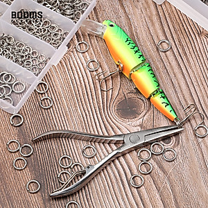 Booms Fishing SR4 Fishing Split Ring Pliers,Stainless Steel Tackle Split Ring Pliers,Saltwater Resistant Fishing Tools, 100PCS Split Rings Included