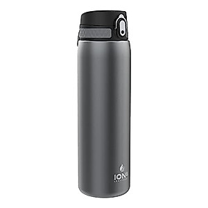 Ion8 Double-Wall Stainless Steel Water Bottle - Vacuum Insulated Leak Proof Water Bottle - Fits Cup Holders - For Fitness, Camping and More, 31 oz / 920 ml (Pack of 1) - OneTouch 1.0 - Gray