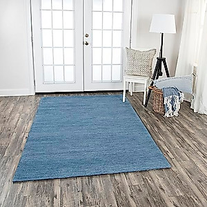Rizzy Home | FA173B | Fifth Avenue Collection | Wool Area Rug | 8' x 10' | Blue/Gray/Rust/Blue Solid
