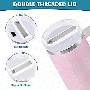RPLIFE Soft Pink Coffee Tumbler, Stainless Steel Cup, Insulated Cup with Straw, Coffee Tumbler for Women
