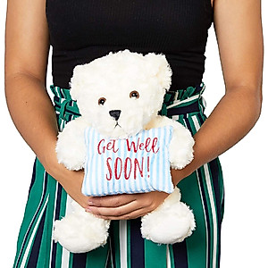 BLUE PANDA Get Well Soon Teddy Bear, Stuffed Animal Gift (9.25 x 8 x 6 in, White)