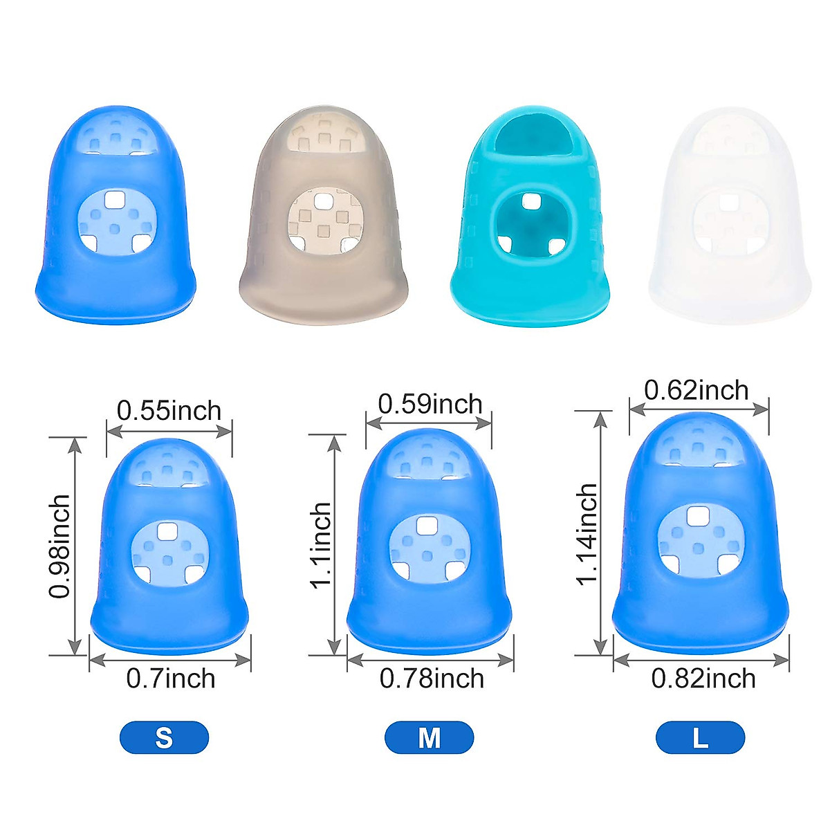 24 Pieces Rubber Fingers Tips Guard with 3 Sizes (S/M/L) Finger Protector Covers Caps for Paperwork, Cutting, Wax Carving, Guitar Playing and Office Supplies Tasks