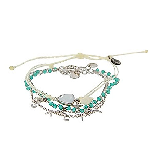 Pura Vida Bracelets Pack Salty Riviera Rosary Bracelet Stack - Set of 3 Stackable Bracelets for Women, Summer Accessories & Cute Bracelets for Teen Girls - 2 Chain Bracelets & 1 String Bracelet