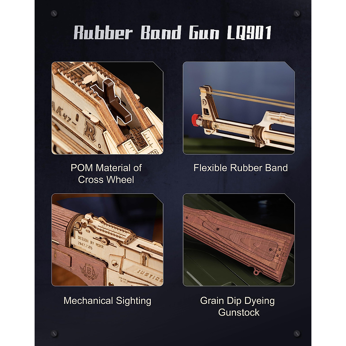 RoWood 3D Puzzles for Adults,Rubber Band Gun,DIY Wooden Puzzles Wooden Model Building Kit Creative Toy Wooden Kits Assembly Puzzles,Gifts for Adults&Teens