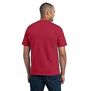 Port & Company Men's 50/50 Cotton/Poly T Shirt with Pocket 5XL Red