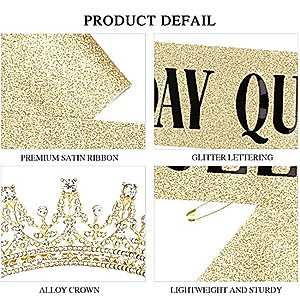 COCIDE Birthday Tiara and Crown for Women, Sash for Girls, Decorations Set, Rhinestone Crystal Hair Accessories for Birth Day Party Headband Cake Toppers