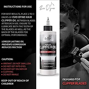 Hair Clipper Oil (8-oz Per Bottle), Made in USA, Clipper Oil for Electric Clippers | Prevents Rust & Extends the life of Clipper & Blades by Evo Dyne (1-Pack)