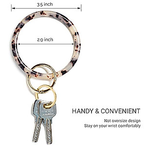 Mymazn key Ring Bracelet Wristlet Keychain Bangle Keyring for Women, Acetate Round Key Chain (Tortoise)