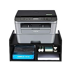 PAG Monitor Printer Stand Computer Riser with Storage Wood Desk Organizer for Home/Office, 2-Tier, Black