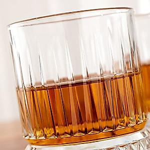 Restaurantware Elysia 7 Ounce Whiskey Glasses 12 Cut Rocks Glasses - Lead-Free Weighted Base Clear Glass Tumblers Dishwasher-Safe For Scotch Bourbon And Cocktails