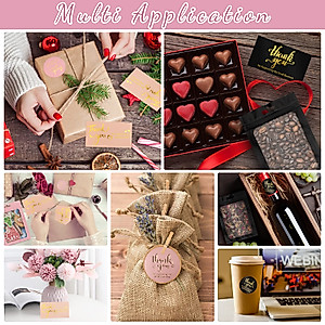 Lefiocky 1120 Pcs Thank You Stickers and Cards Sets 1.5 Inch Thank You for Supporting My Small Business with Gold Lettering, Tiny Thank You Cards and Resealable Packaging Bag for Business - Pink