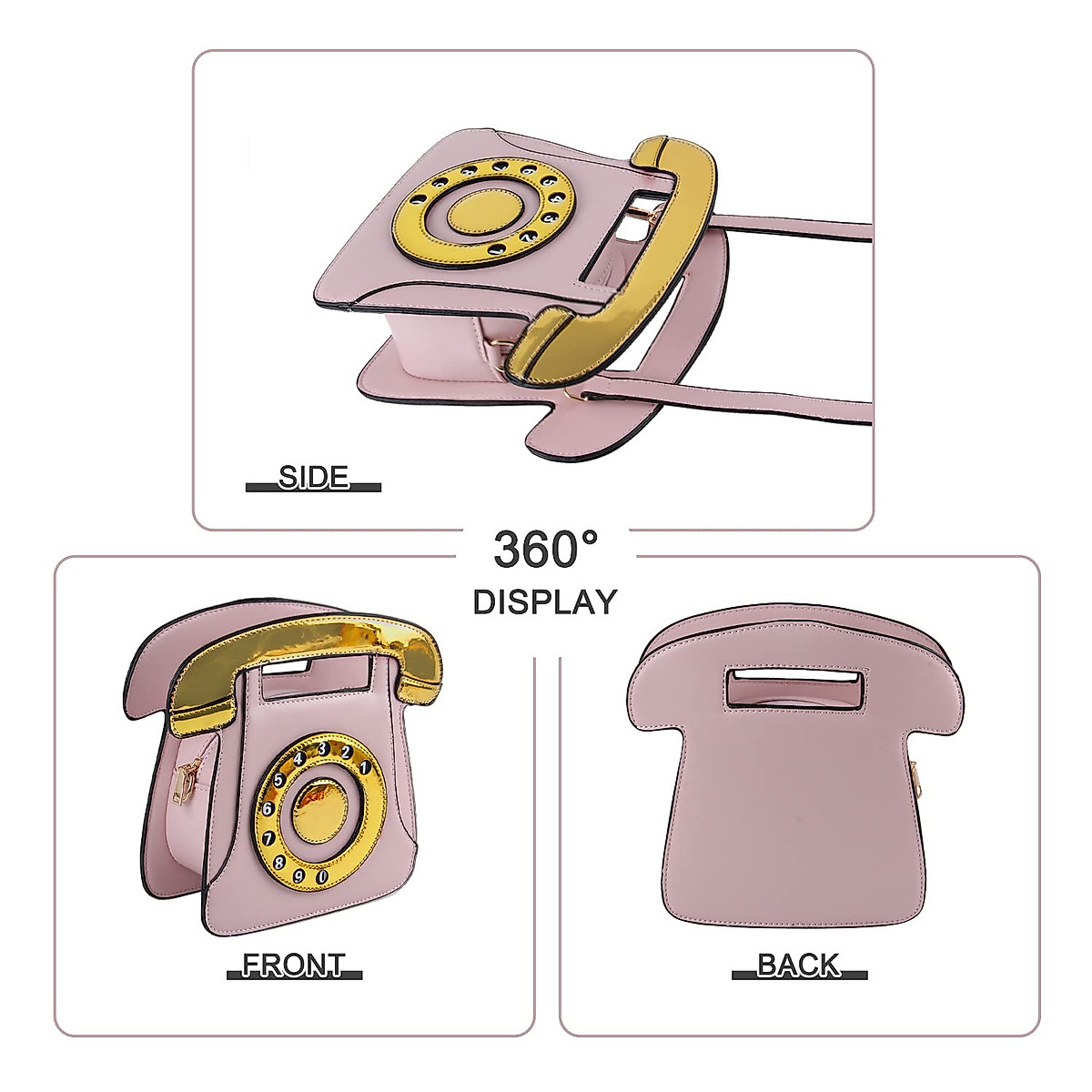 Oweisong Women's Fashion Telephone Shaped Shoulder Handbag Funny Laser Bling PU Phone Crossbody Bag Retro Purse for Girls