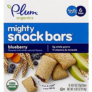 Plum Organics Mighty 4 Essential Nutrition Bars, Blueberry with Carrot, 0.67 Ounce, 6 Count