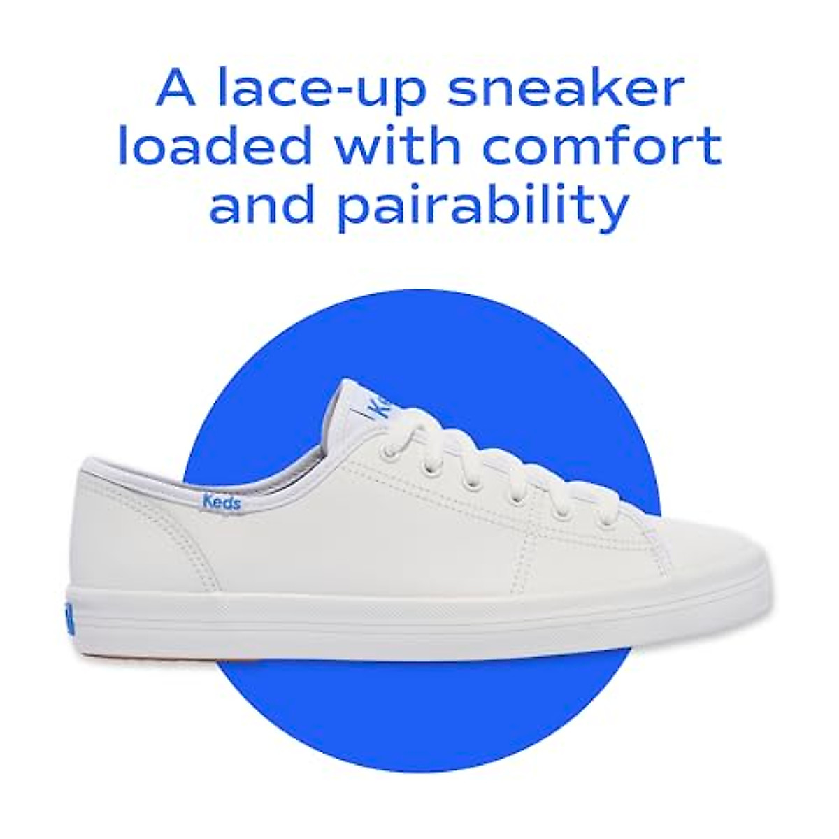 Keds Kickstart Lace Up, Sneaker Womens, Natural/Silver Canvas, 7.5 Medium