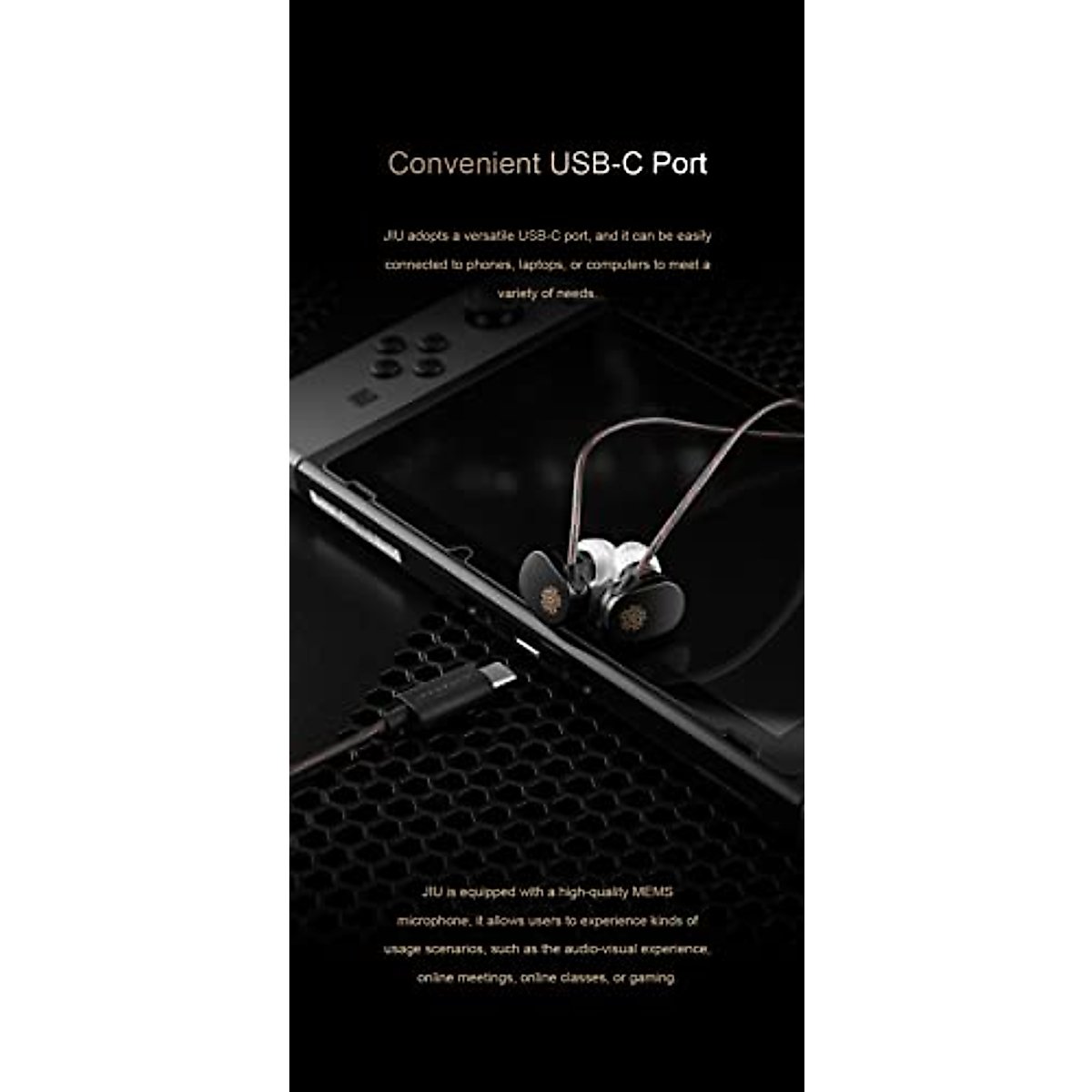Moondrop JIU Earphone DSP 10mm High-Performance Dynamic IEMs MEMS Microphone USB-C Port in-Ear Earphone