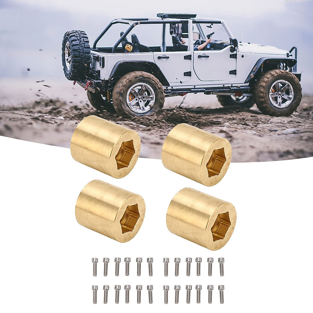 4 Pcs Brass Wheel Hex Hub Adapter RC Car Crawler Widen Adapter for 1/10 RC Crawler 1.9 2.2in VP Wheels Rims (22mm)