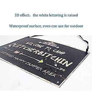 Funly mee Welcome to Camp Hanging Decorative Black Metal Sign 11.8×7.87 (inches)