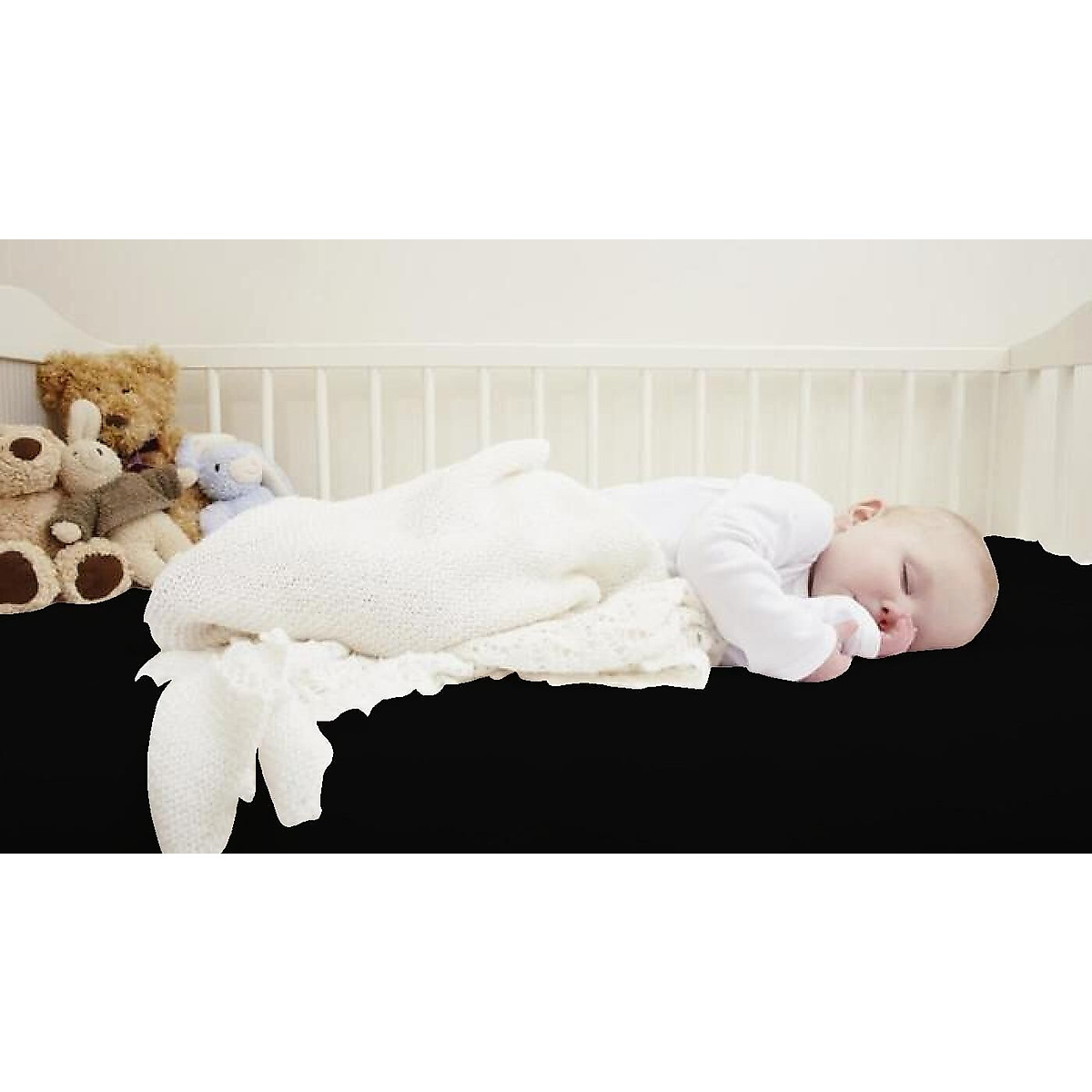 Crescent100% Cotton Black Soft and Comfy Fitted Crib Sheets for Standard Crib and Toddler Mattresses, Hypoallergenic, Breathable for Boys and Girls (Black)