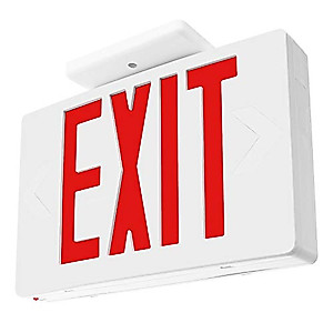 LFI Lights | Red Self Testing Exit Sign | All LED | White Thermoplastic Housing | Hardwired with Battery Backup | Optional Double Face and Knock Out Arrows Included | UL Listed | (1 Pack) | LED-R-W-ST