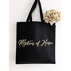 Matron of Honor gift Tote bag by Graceful Greeting Co Heavy Black Canvas keepsake