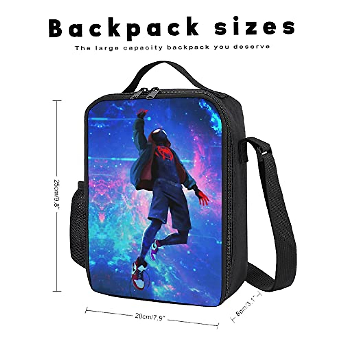 Vonpcaty 3Pcs Cool Cartoon Backpack with Lunch Bag Pencil Case Set, Large Capacity Bookbag 17-Inch Bag Travel Bag Lightweight Bag for Boys Girls Blue