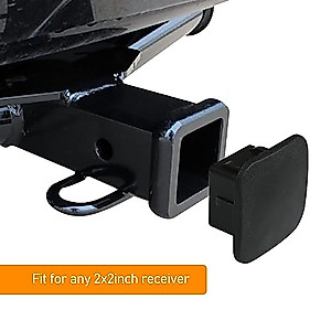 Hawyet 1 PC 1.25 in Heavy Duty Trailer Hitch Tube Cover Cap, Receiver Tube Trailer Hitch Plug, Tow Hook Dust Plug Square Opening Protection Cover (Black)