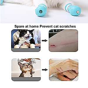 Tmsuxin Cat Boots for Cats Only, Anti-Scratch Cat Feet Covers Adjustable Prickly Anti-Off Shoes for Cat Silicone Cat Paw Protector Boots for Cats of Various Sizes for Cat Bathing and Shaving (Blue)