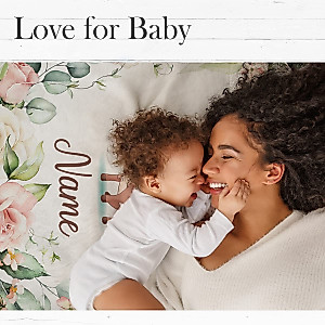 D-Story Personalized Baby Blankets for Girls, Custom Deer Childish Throw Blanket with Baby Name Custom Baptism Kids Blanket for Newborn Girls Baby Gift(30"x40")