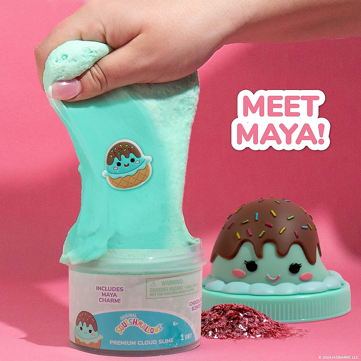 Original Squishmallow Maya The Ice Cream Premium Cloud Slime, Chocolate-Scented, Party Favors for Kids 8-12, Girl Toys 8-10 Years Old, Slime Kit for Girls Ages 8-12, Slime for Kids