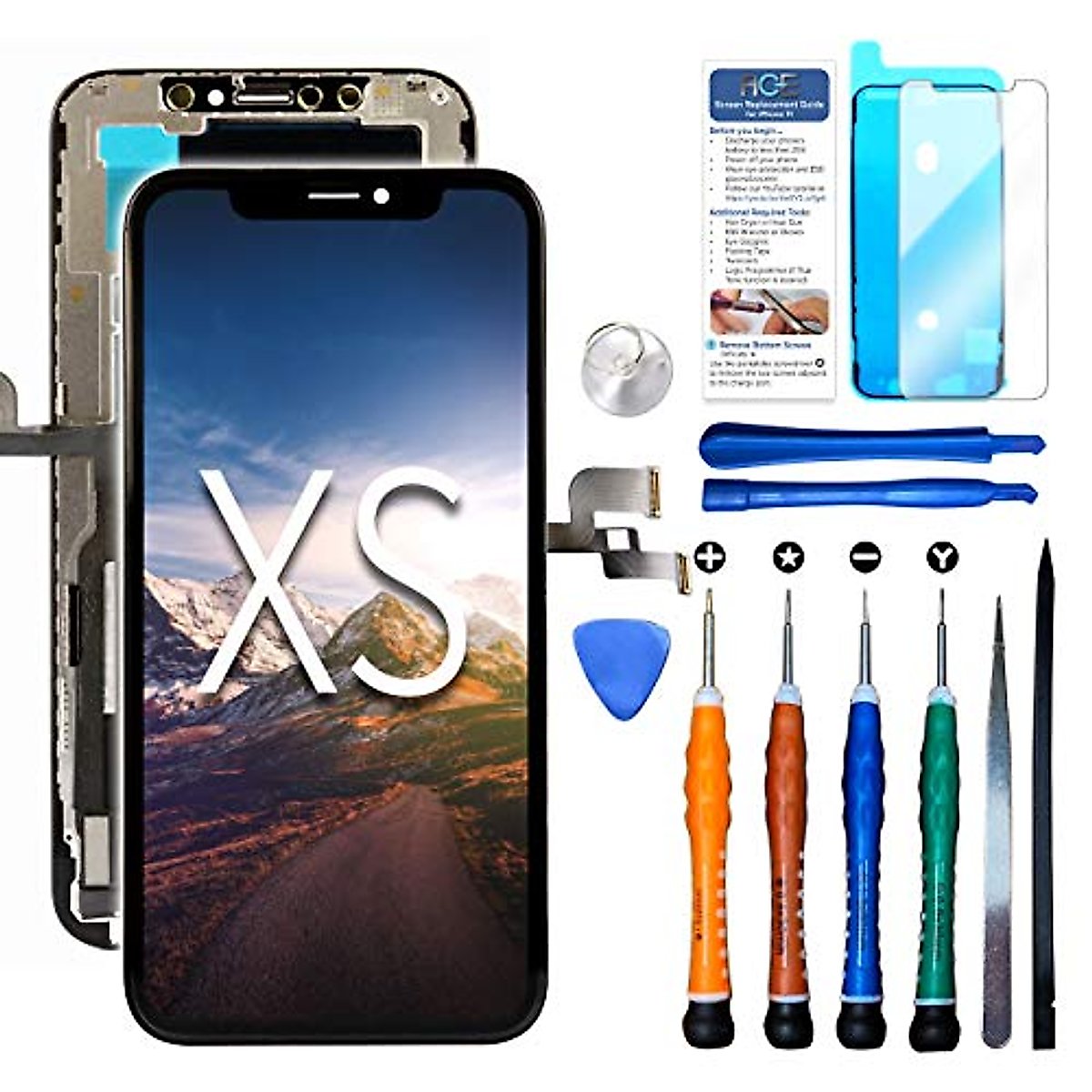 Ace Tech Cellular Compatible with iPhone Xs LCD Screen Replacement 5.8 inch (Model A1920, A2097, A2098,A2099, A2100) Display Digitizer Assembly Touch Screen