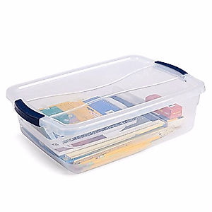 Rubbermaid Cleverstore Home Office Organization 16 Quart Latching Stackable Plastic Storage Tote Container with Lid, Clear (12 Pack)