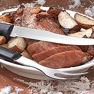 Rada Cutlery Carving Knife Set – Stainless Steel 2-Piece Carving Set With Stainless Steel Black Resin Handles