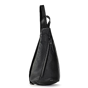 The Sak Geo Sling Backpack in Leather, Convertible Design, Black
