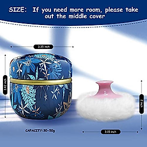 Qopoto Large Powder Puff for Body Powder and Container for Loose Powder, Baby Powder Puff and Powder Box for Bath and Travel (Midnight Flowers)