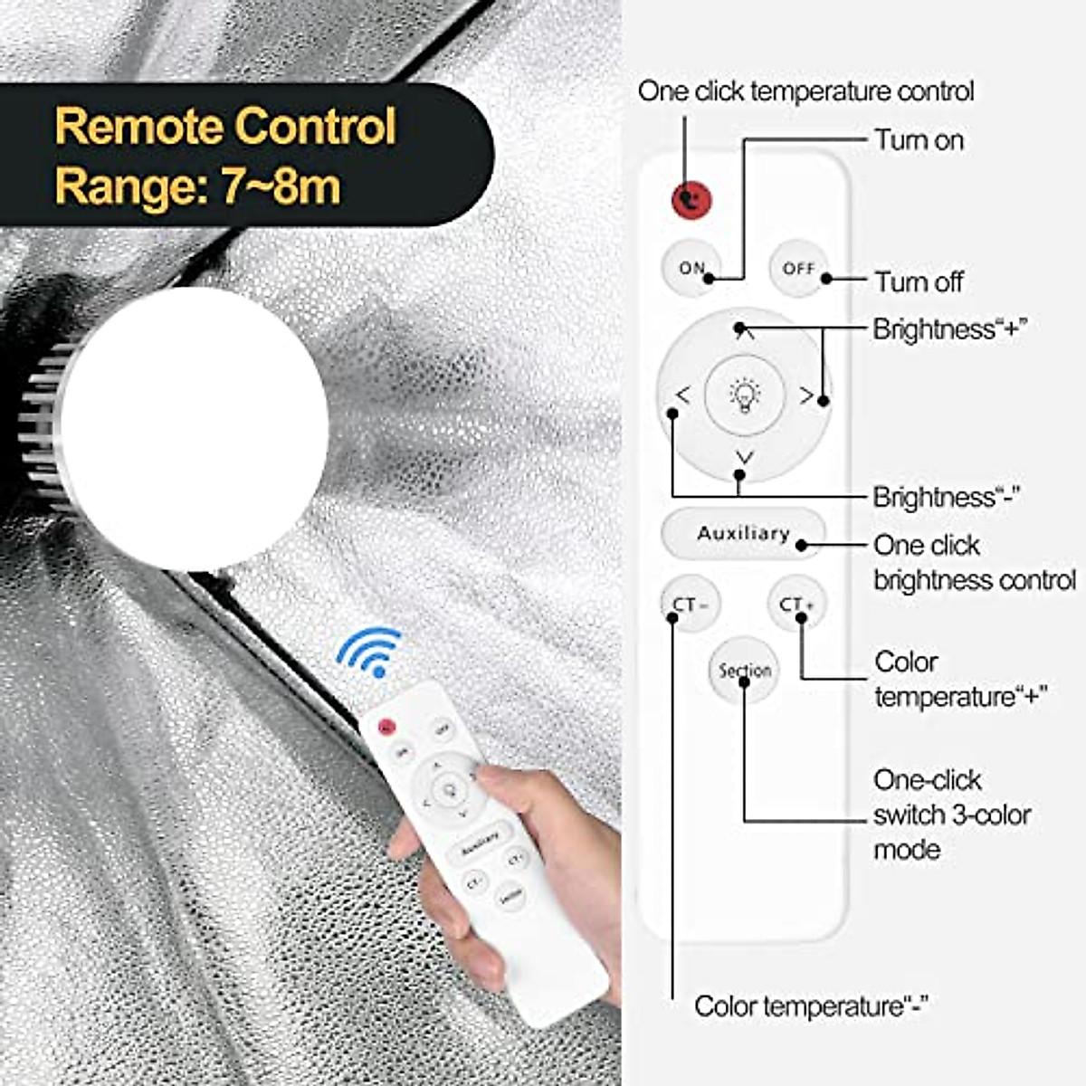 Emart Professional Photography Remote Control LED Light Bulb, Adjustable Color Temperature 3000k to 5500k Lighting Photo Studio Lamp with 3 Light Modes and 10 Brightness Levels - 2 pcs