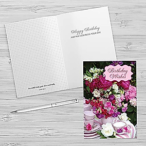 Designer Greetings Faithfully Yours Inspirational Birthday Boxed Card Assortment, Teacup Wishes with Biblical Scripture Verses (Box of 12 Greeting Cards with Envelopes), Purple (658-00510-000)