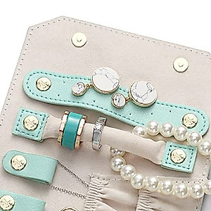 Vlando Travel Jewelry Case Box Bag Rollie Portable Jewelry Roll,PU Leather Jewelry Storage for Girl Women Mother GIft