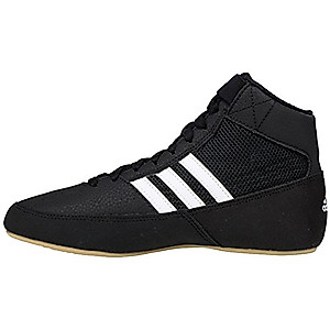 adidas Men's HVC Wrestling Shoes, Black/White/Iron Metallic, 8.5