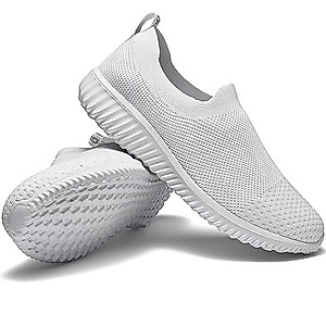 LANCROP Women's Walking Nurse Shoes - Mesh Slip on Comfortable Sneakers 9.5 US, Label 41 All White