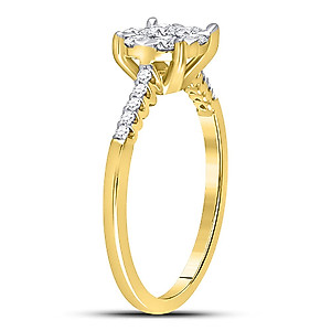 The Diamond Deal 10kt Yellow Gold Womens Round Diamond Flower Cluster Ring 1/2 Cttw