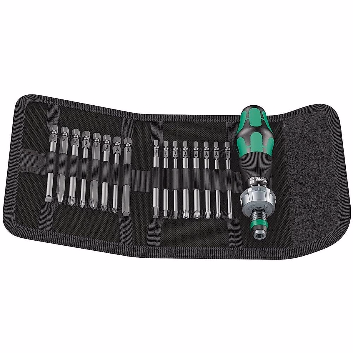 WERA - 5051040001 Kraftform Kompakt 60 Ra Ratchet Screwdriver & Long PZ, Ph, TX, Hex Bits, 051040