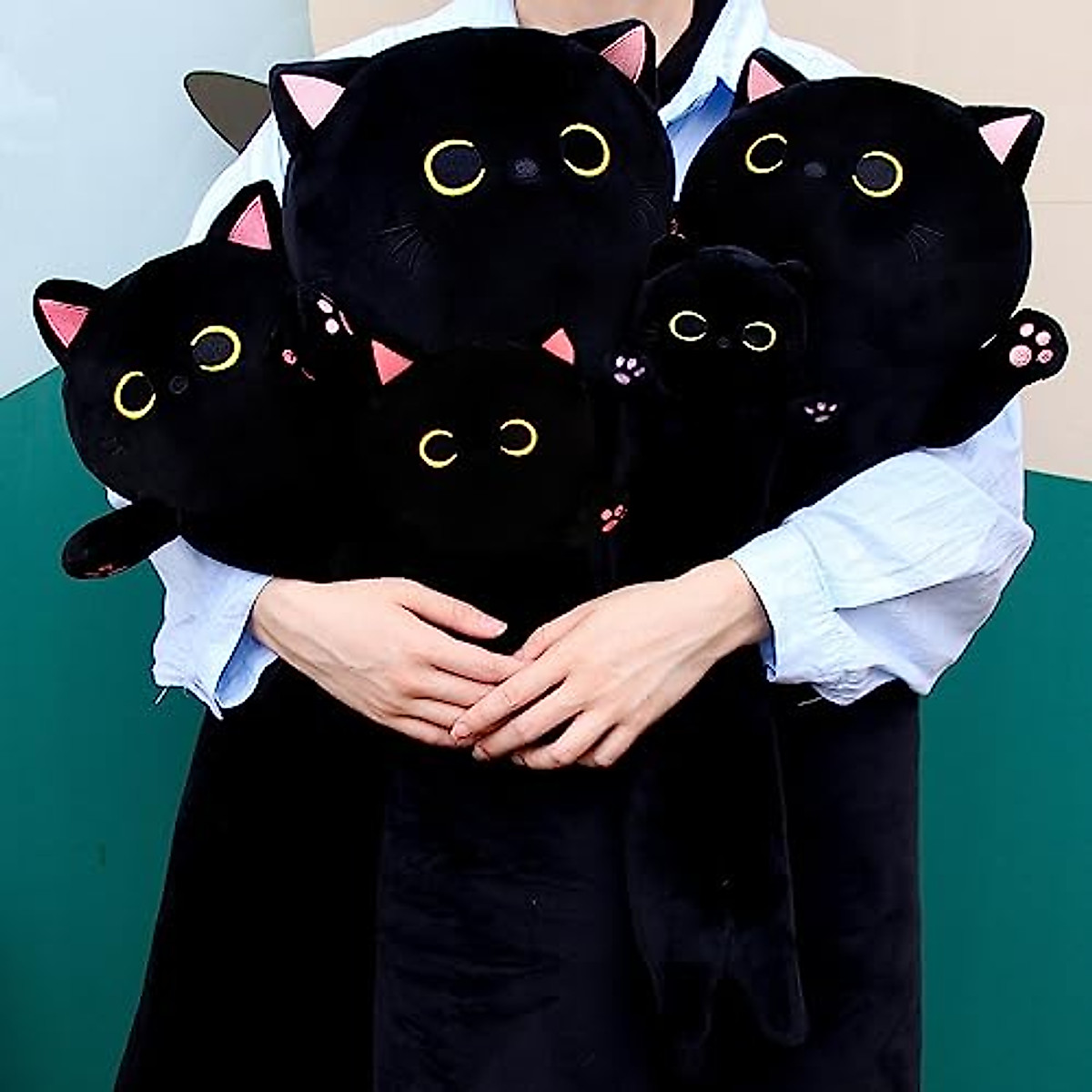 MUFEIRUO Long Cat Plush Pillow Black Cat Body Pillow, 40.5" Cute Black Cat Stuffed Animals Plush Cat Plushie, Kawaii Stuffed Cat Toys Throw Pillow for Kids Christmas Decorations